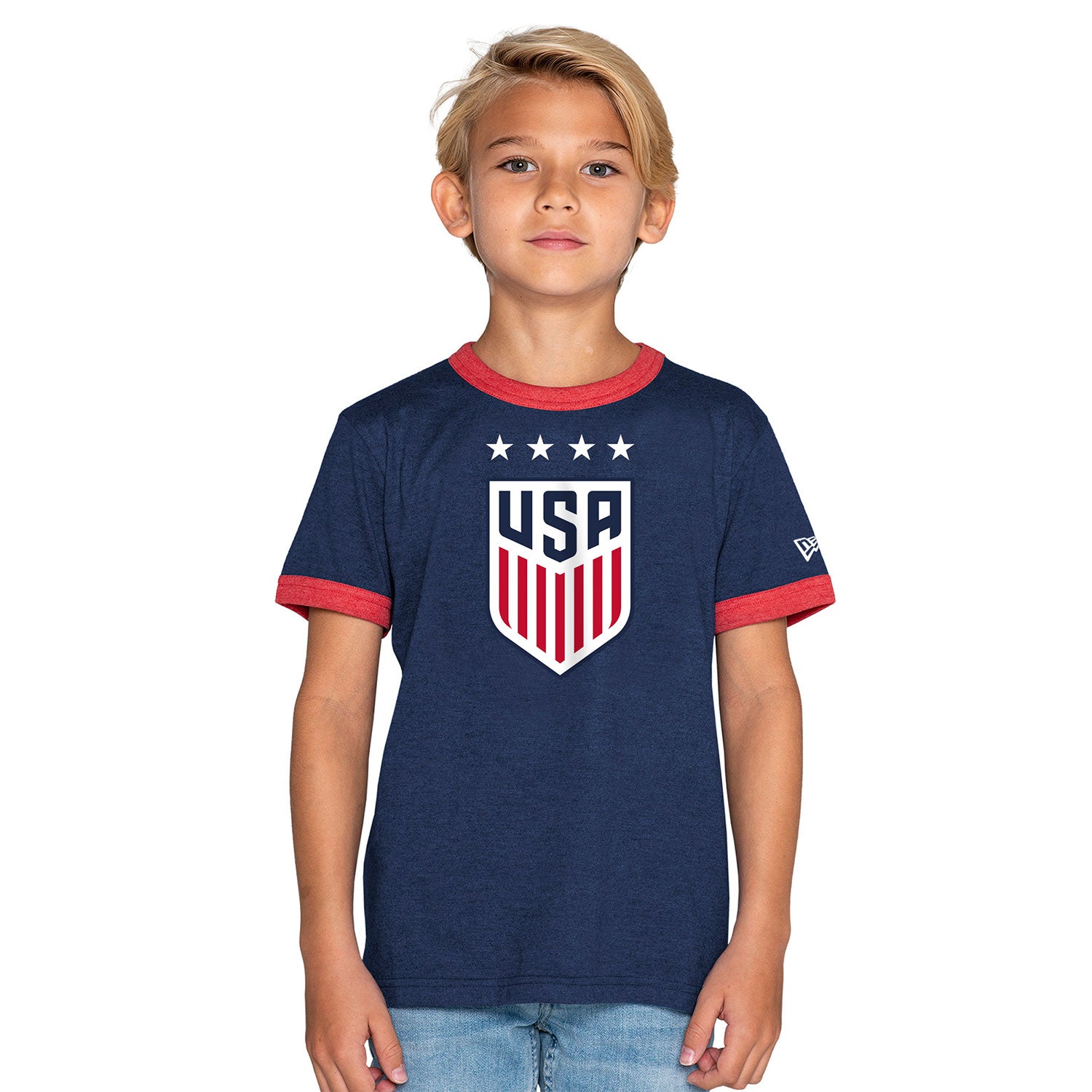 Youth New Era USWNT Bi-Blend Ringer Navy Tee - Official U.S. Soccer Store