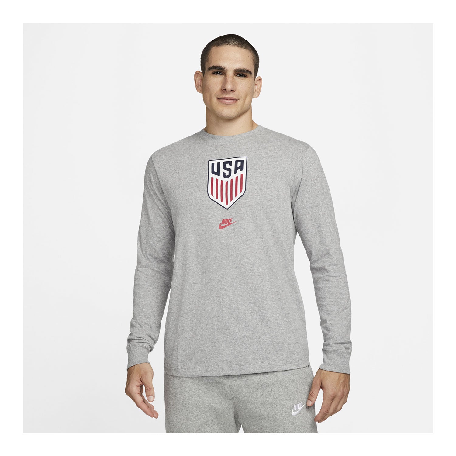 Men's Nike USMNT Crest LS Grey Tee - Official U.S. Soccer Store